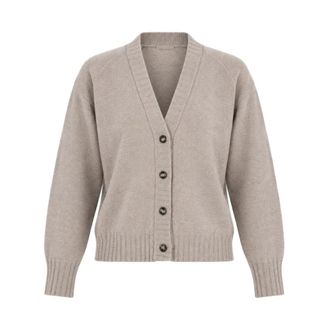 SOLOTRE Cardigan mit V-Ausschnitt und Kn&ouml;pfen - - Knitwear - Damen - Beige - S