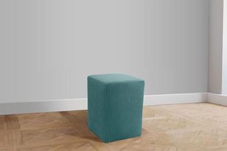 Domo Collection Polsterhocker Pontal, Hocker, Rechteckig, Füße mit Filzgleitern, Fußhocker, Polstergarnitur, 38 x 38 x 47 (BxTxH), Cord türkis