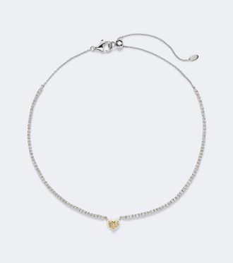 Kamyen Jewellery Choker Twin Heart aus 18kt Wei&szlig;gold mit Diamanten