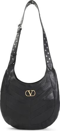 Valentino Garavani Hobo Bags - Chevron-Patterned Black Lambskin Shoulder Bag - Gr. unisize - in Schwarz - für Damen
