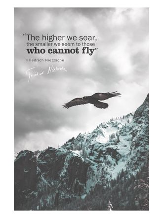 Generic Friedrich Nietzsche Zitat | The higher we soar | Fotodruckposter | vorsigniert | Pro Glanzpapier | Gr&ouml;&szlig;e: A4 (21 x 29,7 cm)