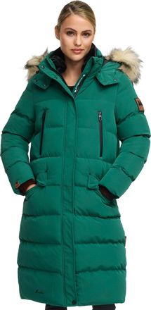 Marikoo lange Damen Winterjacke warmer Parka gesteppt mit Kapuze B890 [B890-Schneestern-Ocean-Green-Gr.M]
