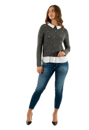 Only Pull Hiver Dolly Medium Grey Melange w. Cloud Dancer Woven Mix XS