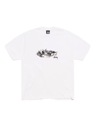 St&uuml;ssy T-Shirt mit Grafik - Wei&szlig;
