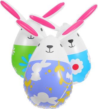 DOITOOL 3 Stück Aufblasbare Osterhasen Gartendekoration aus Kunststoff Bunte Eierballons für Gartenparty und Kindergeburtstag