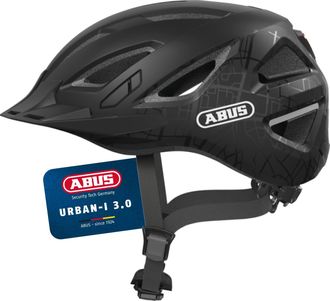 ABUS Stadthelm Urban-I 3.0 - Fahrradhelm mit R&uuml;cklicht, Schirm und Magnetverschluss - f&uuml;r Damen und Herren - Schwarz gemustert, Gr&ouml;&szlig;e S