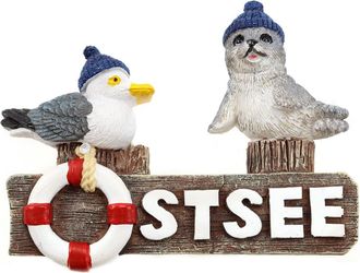 Generic Ostsee Magnet M&ouml;we Rettungsring Seehund Holzpfahl Poly Souvenir Germany