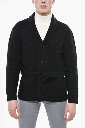 Paolo Pecora Virgin Wool Ribbed Cardigan size M