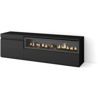Skraut Home Skraut Home - Meuble tv, Banc T&eacute;l&eacute;, Grand espace de Rangement, 150x45x35cm, Pour les tv jusqu&agrave; 65, Chemin&eacute;e &eacute;lectrique, Style moderne, Ch&ecirc;ne et noir