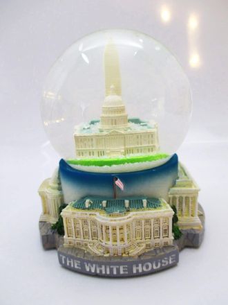 Generic Washington Wei&szlig;es Schneekugel Poly Snowglobe Souvenir USA Flagge