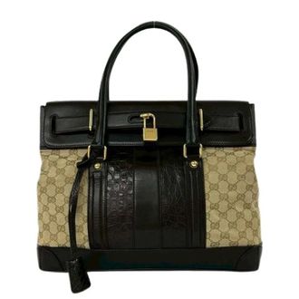 Gucci Sac cabas en cuir et toile GG Pre-owned - Femme - Pre-owned - Beige - Taille: ONE Size