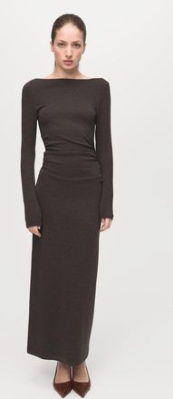 Mango Robe cintr&eacute;e maille marron - Femme - 4XL - MANGO