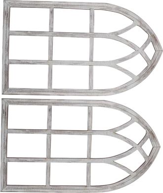 Valiclud 2 St&uuml;ck Rustikales Bogenfenster Wanddekor Dekorativer Holzfensterrahmen im Vintage Bauernhaus Stil Gotischer Kathedralbogen als Rustikale Wanddekorati