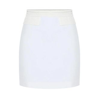 Elisabetta Franchi Minirock aus zweilagigem Stretch-Cr&ecirc;pe und Satin - - Skirts - Damen - Wei&szlig; - L