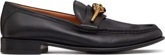 Valentino Garavani V-Logo Moon Leather Loafers - Gr. 39 (EU) - in Schwarz