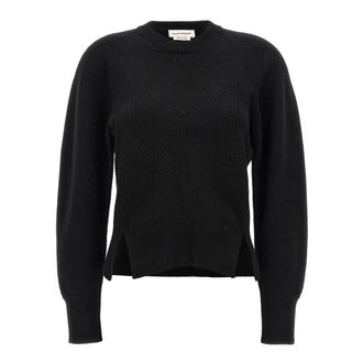 Alexander McQueen Damen, Strickwaren, Schwarzk, MGr&ouml;&szlig;e