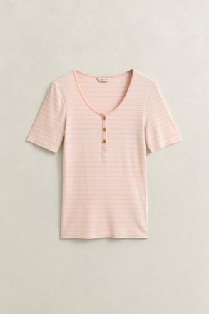 GANT Damen Geripptes Henley Shirt (XXL) APRICOT Rosa