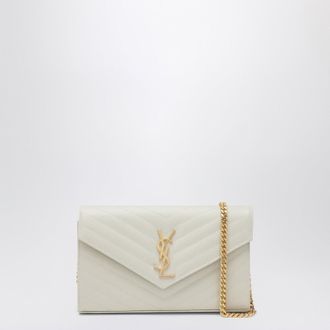 Saint Laurent Cassandre Pochette mit Kette in Creme