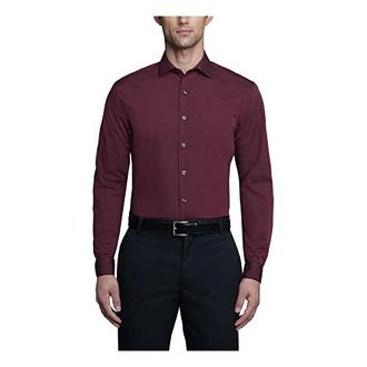 Kenneth Cole Dress Shirt Slim Fit Solid Chemise habillée, Couleur : Bordeaux, 38/39 Cou 86/89 cm Manche (M) Homme