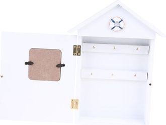 TOPBATHY Holz Schlüsselbox Wandmontage Mediterranes Haus Design mit Schlüsselhaken Schlüsselhalter Organizer für Flur Küche Eingangsbereich Dekoratives Aufbewa