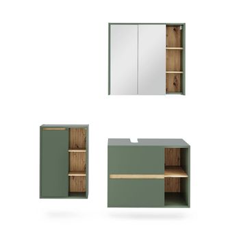Vicco Badm&ouml;bel-Set Gr&uuml;n/Artisan Viola, bestehend aus Bad Spiegelschrank, Waschbeckenunterschrank, Midischrank - Mehr Stauraum ohne Bodenfl&auml;che zu nutzen