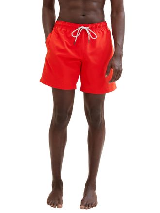 Tom Tailor Herren Basic Badeshorts, Basic Red, L