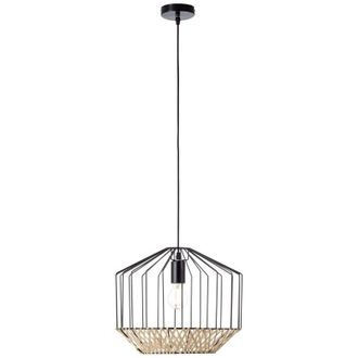 Brilliant Templo suspension 37cm noir / naturel lumi&egrave;res dint&eacute;rieur, suspensions 1x A60, E27, 40W, convient aux lampes normales (non incluses) a ++ R&eacute;glable