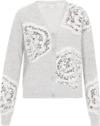 Usha Strickjacke Frauen grau meliert beige