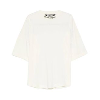Palm Angels Logo Print T-Shirt - - Tops - Herren - Wei&szlig; - XS