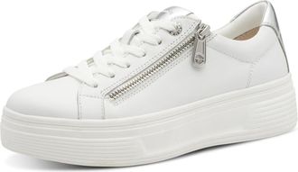 Tamaris Comfort Damen Plateau Sneaker mit Rei&szlig;verschluss Low Top, Wei&szlig; (White), 40 EU