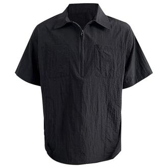 Generico T-shirt pour homme, coupe ample avec col en grandes tailles, v&ecirc;tement de travail l&eacute;ger et respirant, bleu marine, XXXL