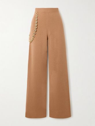 Paco Rabanne Pantalon En Laine Mérinos Mélangée À Ornements - Marron