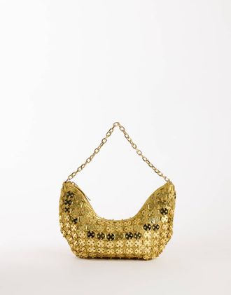 Topshop Stellan sac port&eacute; &eacute;paule moyen &agrave; sequins, coloris dor&eacute;