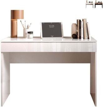 Lux Bureau moderne gain de place avec tiroir 110x50x76cm Liam - Blanc