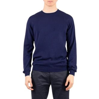 Fay Maglia Girocollo Profili F.14 - - Knitwear - Herren - Blau - M