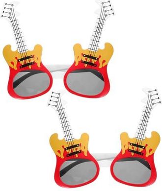 Yardwe 2 paires Lunettes de F&ecirc;te Abs Motif Guitare Lot de Accessoires Photo Cr&eacute;atifs pour Festival et Anniversaire