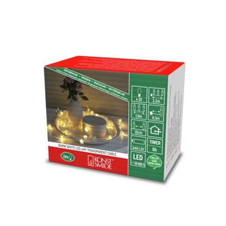 Konstsmide LED Dekolichterkette Blumen, klar/wei&szlig;, 6h Timer, 20 warm wei&szlig;e Dioden, batteriebetrieben, Innen, transparentes Kabel - 3293-503