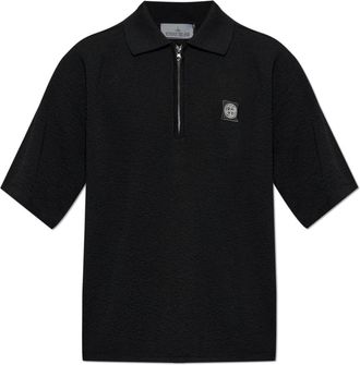 Stone Island Homme, Tops, Noir, Taille: M Polo Avec Patch Logo