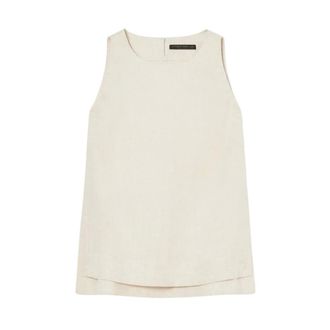 Marina Rinaldi Femme, Tops, Beige, Taille: 48 FR Haut sans Manches en Lin