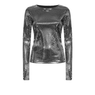 Maison Margiela Metallic Long-Sleeve Top - - Tops - Damen - Grau - XS