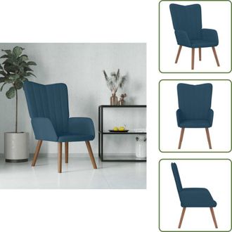 vidaXL The Living Store - Relaxsessel Blau Samt - Sessel Blau - Samt Sessel - Wohnzimmersessel - Bequemes Sofa - Lounge Chair