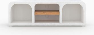 Rendez-Vous D&eacute;co Rendez-Vous D&eacute;co - Meuble TV en b&eacute;ton blanc cass&eacute; 140 cm - 4 niches - Dimensions 140x35x45 cm - Entretien facile avec chiffon doux