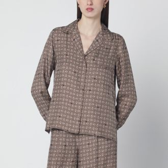 Max Mara Bedrucktes Seidenhemd in Schlammfarbe