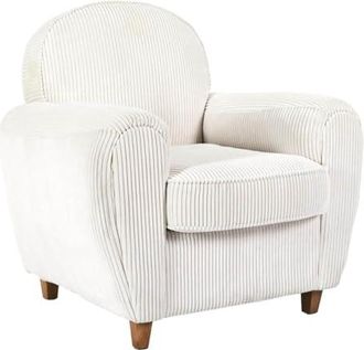 Altobuy Gandy - Fauteuil Club Tissu Velours C&ocirc;tel&eacute; Beige