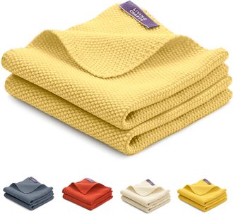 Living Crafts Juno | Sp&uuml;lt&uuml;cher, 2er-Pack | Geschirrt&uuml;cher, Saugf&auml;hige Geschirrt&uuml;cher, Weiche Geschirrt&uuml;cher, Reinigungst&uuml;cher, K&uuml;chent&uuml;cher, 28 x 28 cm (Gold Cream