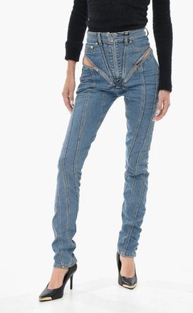 MUGLER High Waist Skinny Jeans With Zip Detail Mugler