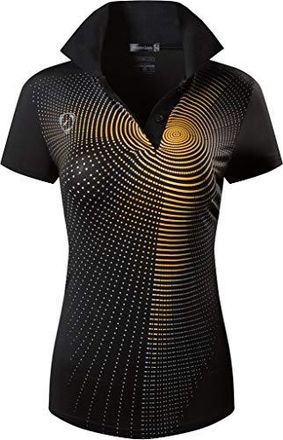 Jeansian Femme De Sport Manches Courtes Women Casual Tennis Golf Bowling Breathable Polo T-Shirt Tops Tee SWT285 Black XL