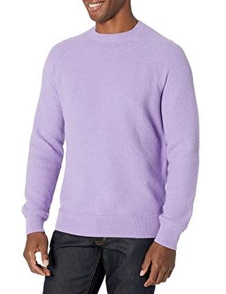 Amazon Essentials Pull ras-du-cou en coton textur&eacute;, coupe ample Homme, Lavande, L
