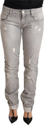 Acht Acht, Femme, Jeans, Gris, Taille: W26 Jean Slim Fit en Coton Effiloch&eacute; &agrave; Ourlet Pli&eacute; Acht