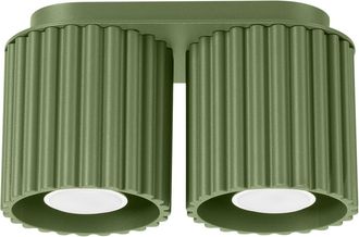 Sollux Lighting Deckenlampe Deckenleuchte - Deckenstrahler Aluminium - 2 Flammig - LED Lampe Gl&uuml;hbirne - Olivgr&uuml;n Aura